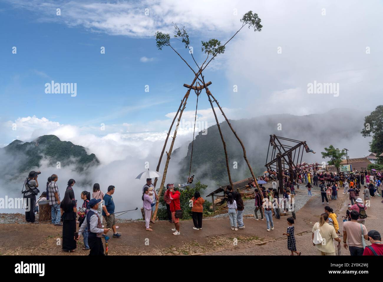 CHIANG RAI, THAILAND - 30 AUGUST 2024 : The Akha Swing Festival is a ...