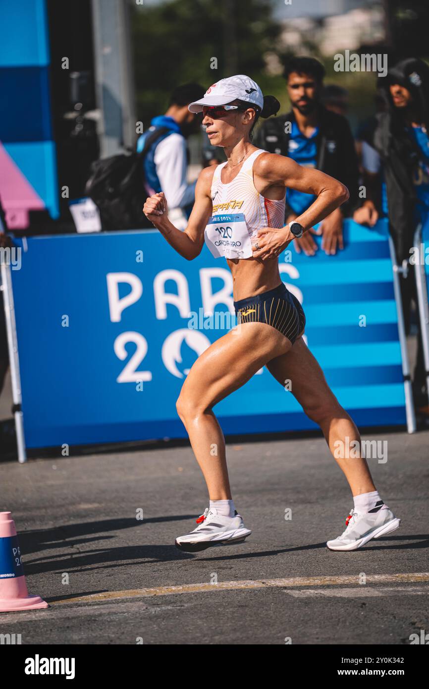 Laura Garcia Caro participating in the 20 km walking at the Paris 2024 ...