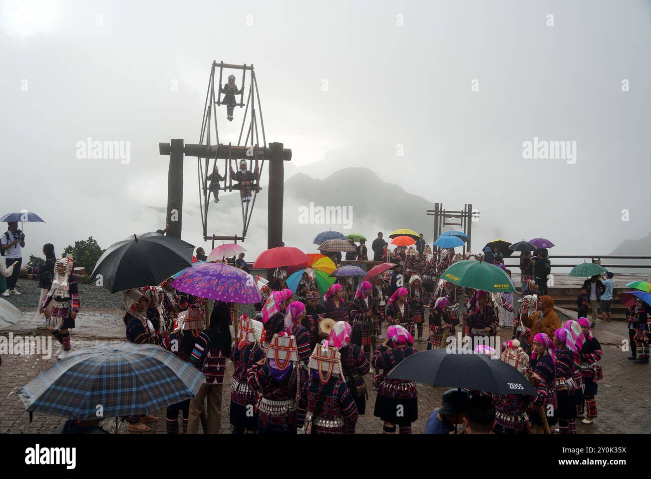 CHIANG RAI, THAILAND - 30 AUGUST 2024 : The Akha Swing Festival is a ...