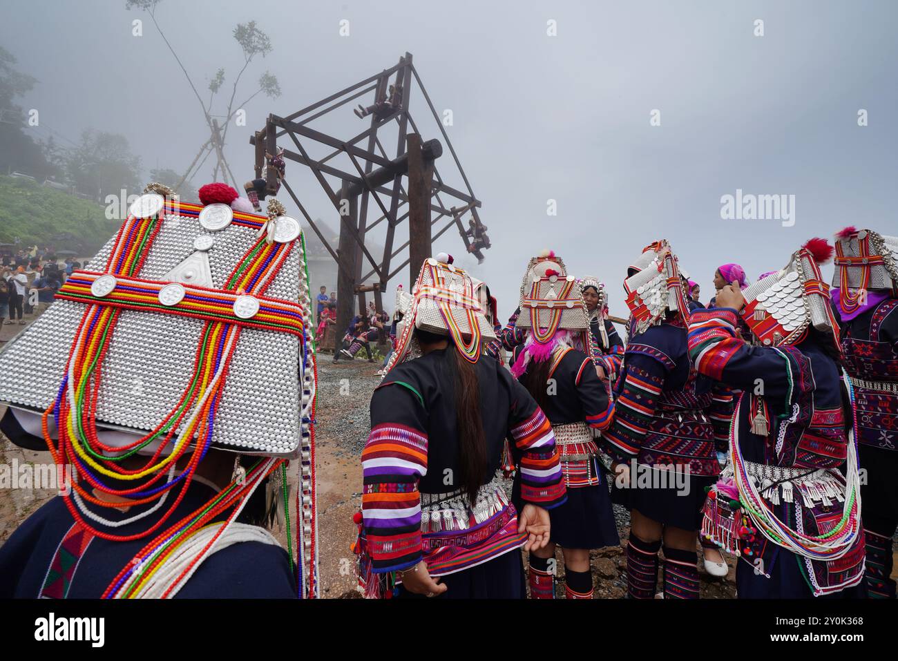 CHIANG RAI, THAILAND - 30 AUGUST 2024 : The Akha Swing Festival is a ...