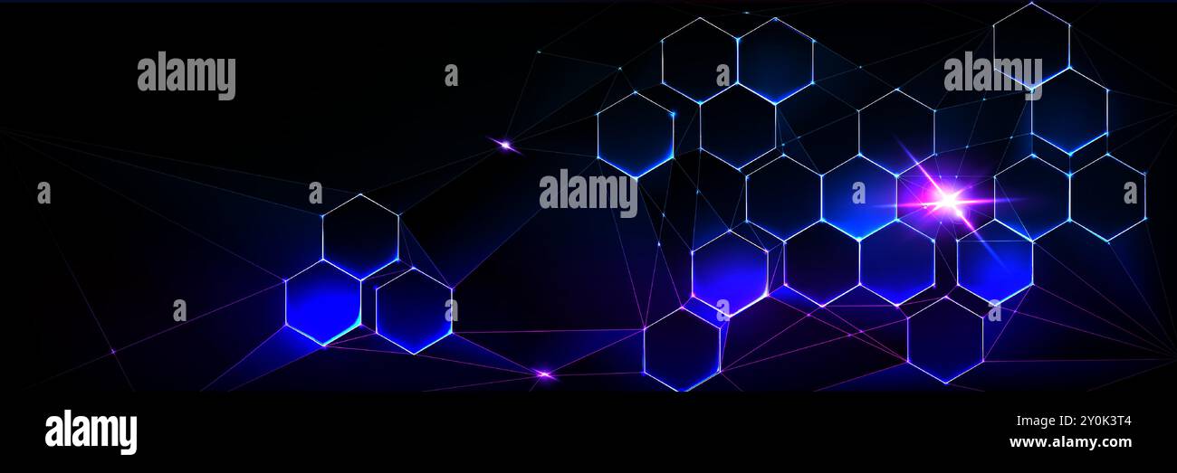 Abstract hexagon pattern on black background. Vector realistic ...