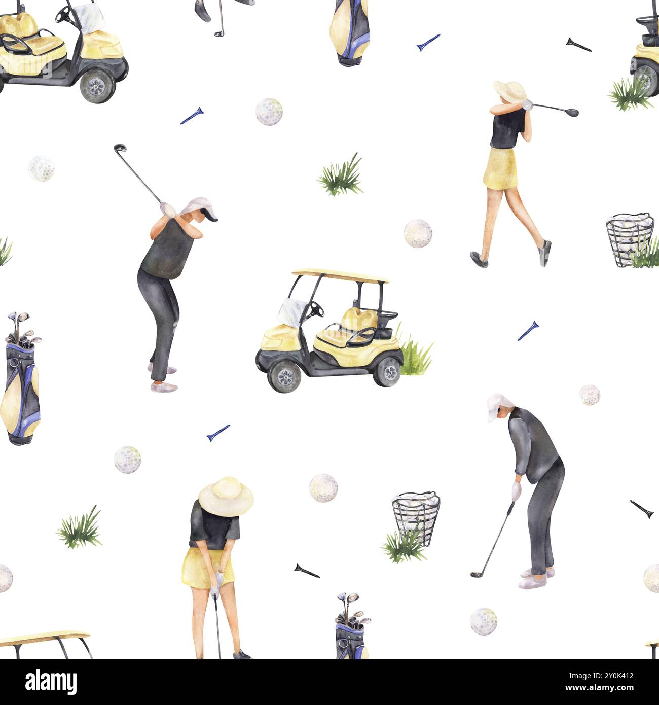 Golf-themed seamless pattern Stock Photo - Alamy