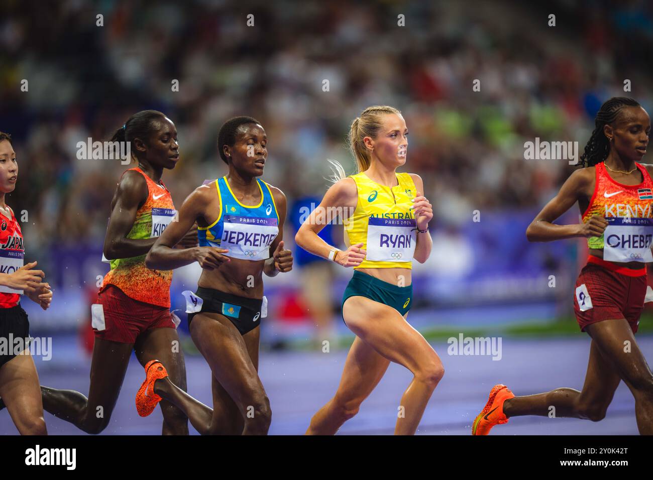 Lauren Ryan participating in the 5000 meters relay at the Paris 2024 ...