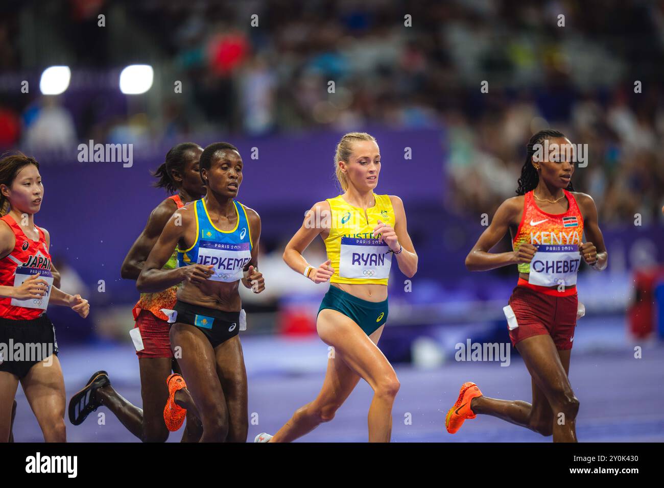 Lauren Ryan participating in the 5000 meters relay at the Paris 2024 ...