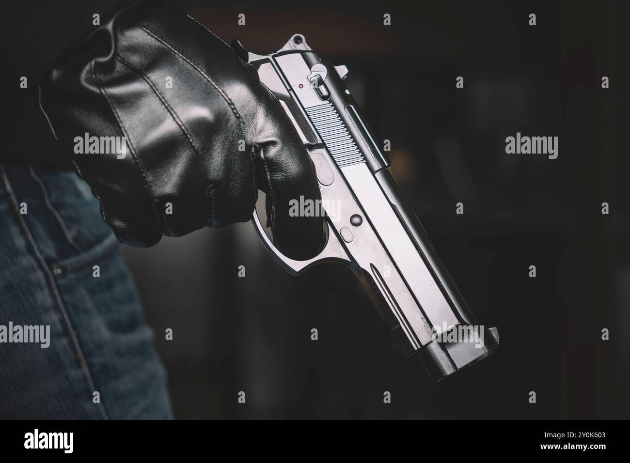 The concept of the crime of banditry. A dangerous shooter and a black ...