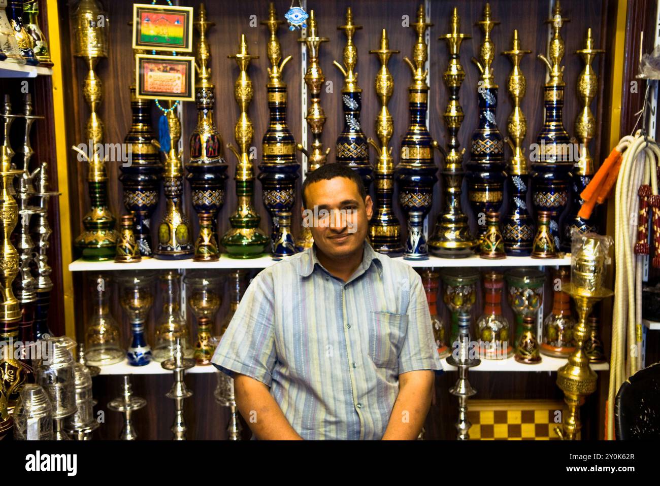 A Colorful Shisha water pipes shop in Khan El Khalili bazaar in Cairo Stock Photo - Alamy