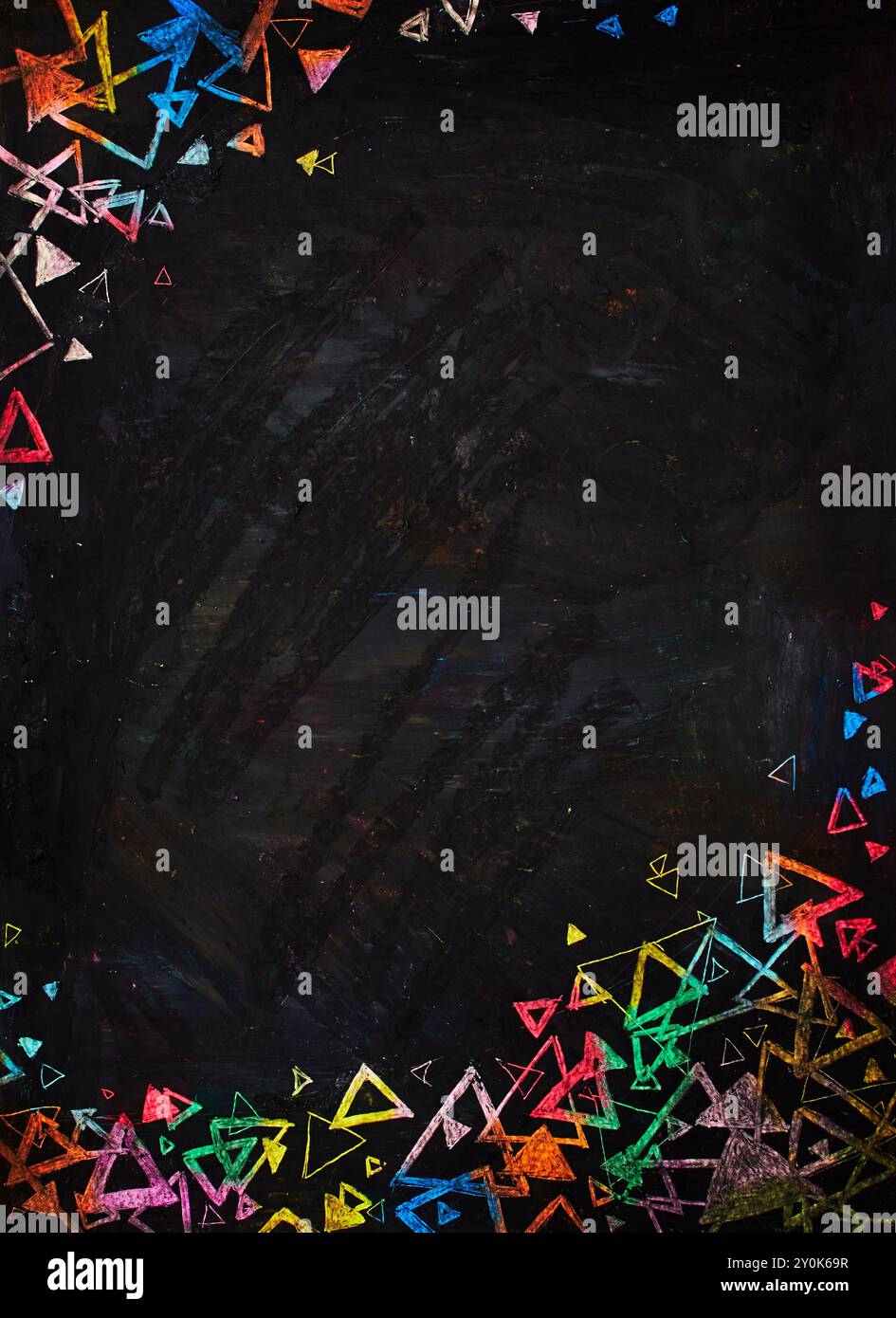 Triangular frame crayon scratch Stock Photo - Alamy