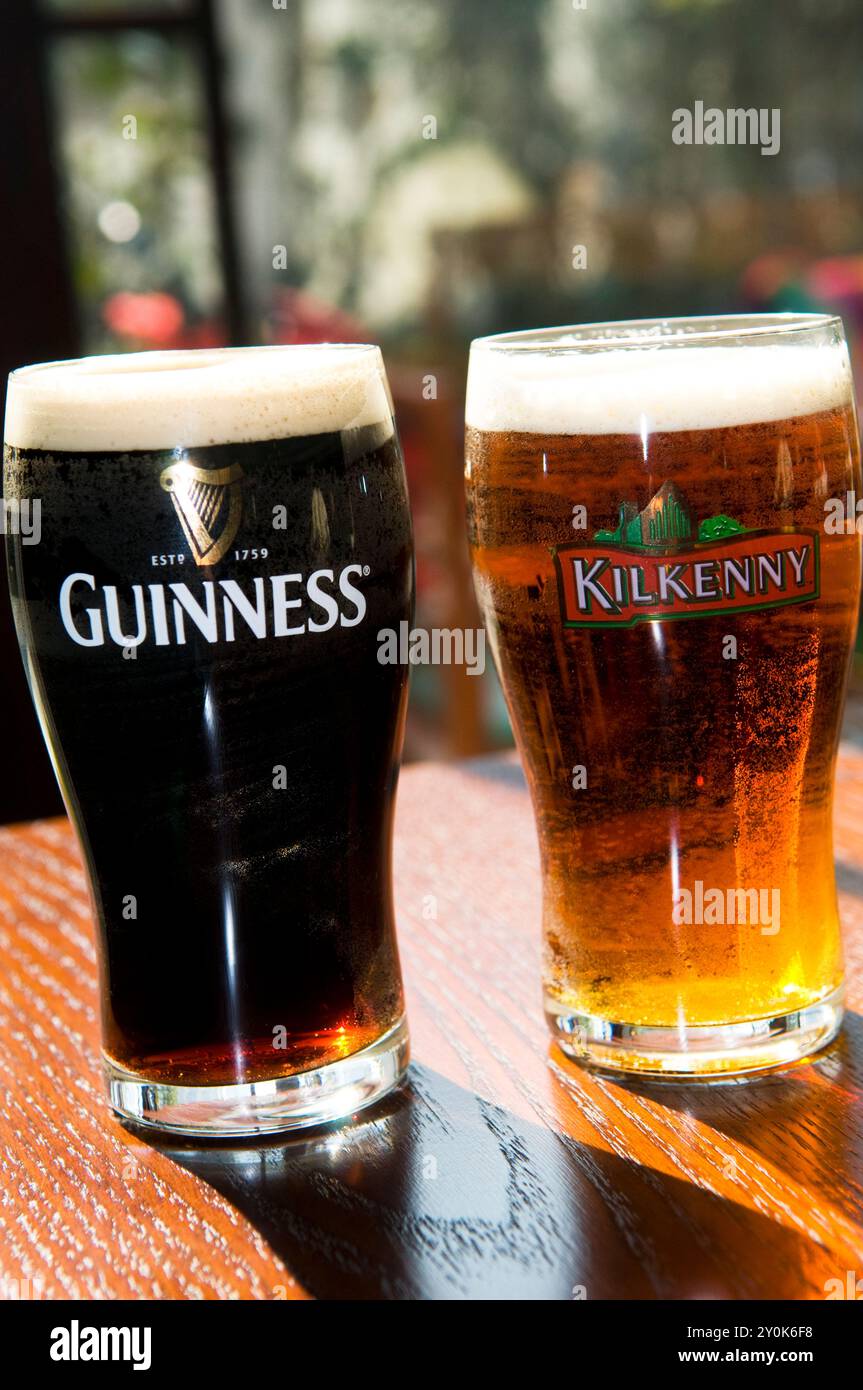 Guinness & Kilkenny beers in an Irish pub Stock Photo - Alamy