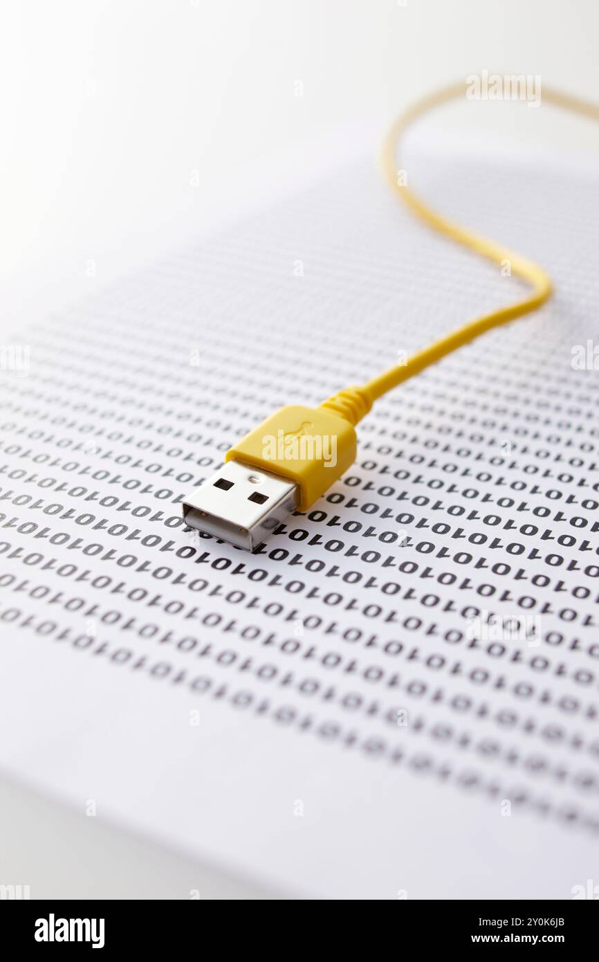 Yellow USB cable Stock Photo - Alamy