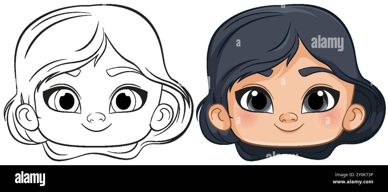 Portrait child girl face Stock Vector Images - Alamy