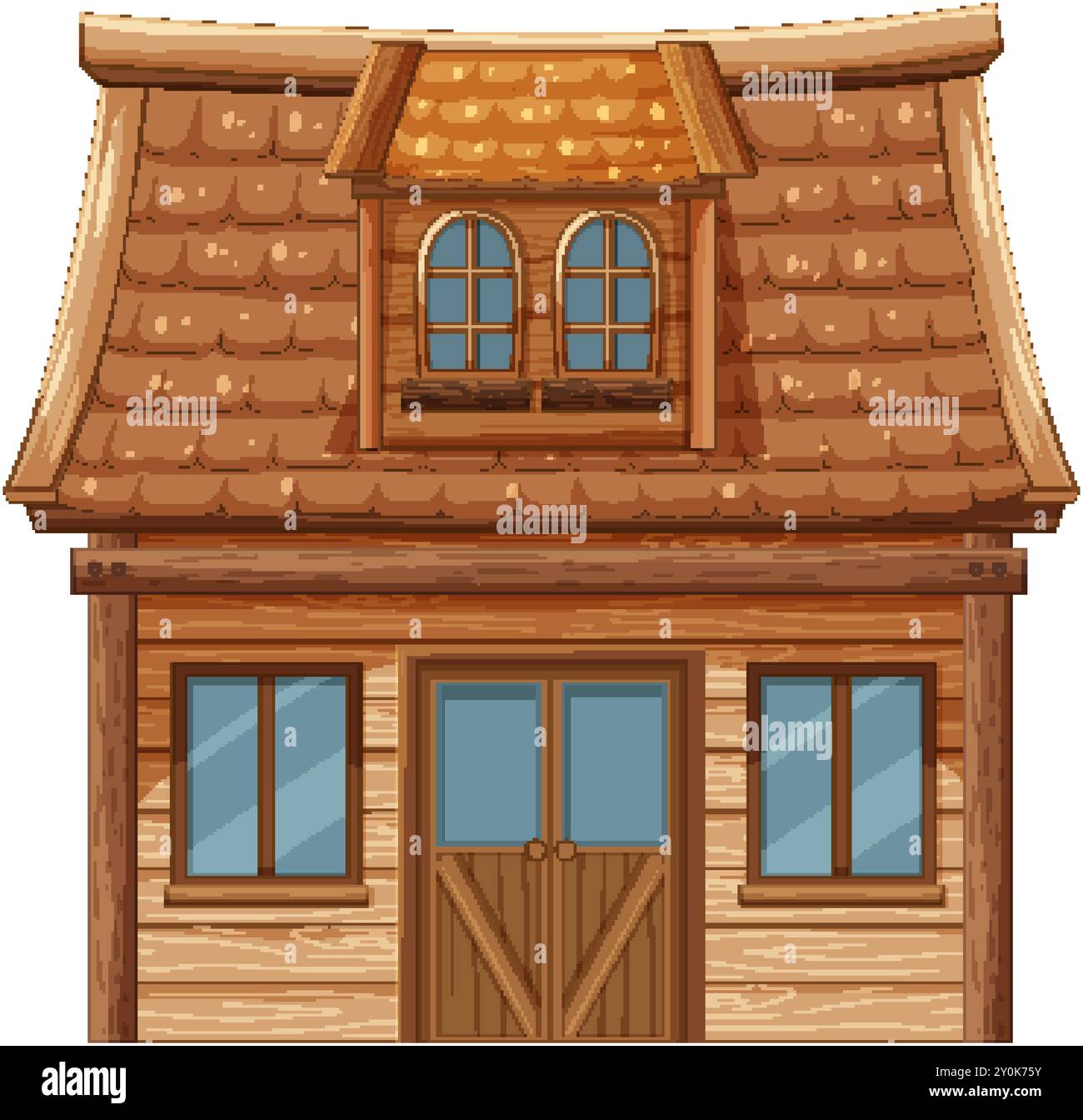 A cozy, rustic wooden house with windows Stock Vector Image & Art - Alamy