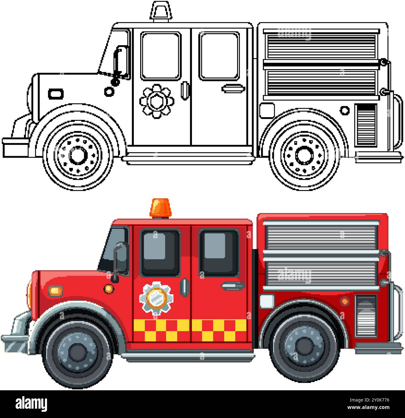 Fire truck coloring Cut Out Stock Images & Pictures - Alamy