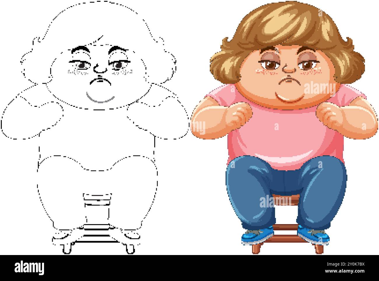 Illustration of a child sitting on a stool Stock Vector Image & Art - Alamy