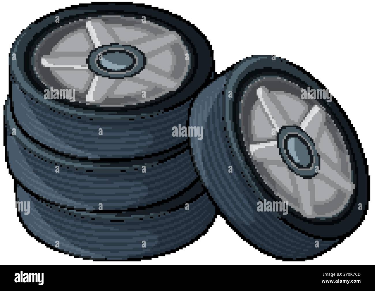 Four stacked car tires with rims Stock Vector Image & Art - Alamy