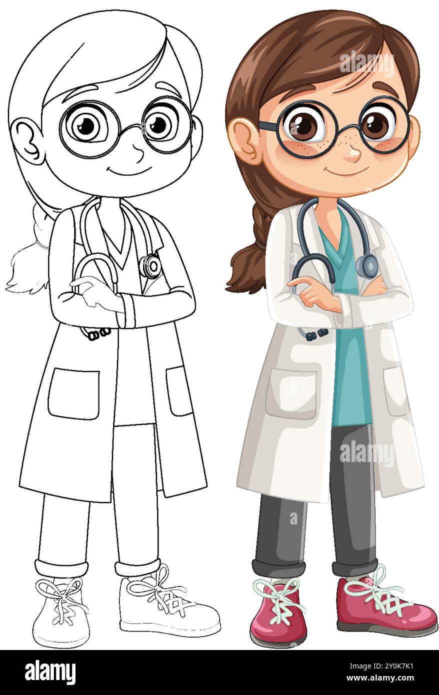 Cartoon girl doctor with stethoscope Stock Vector Image & Art - Alamy