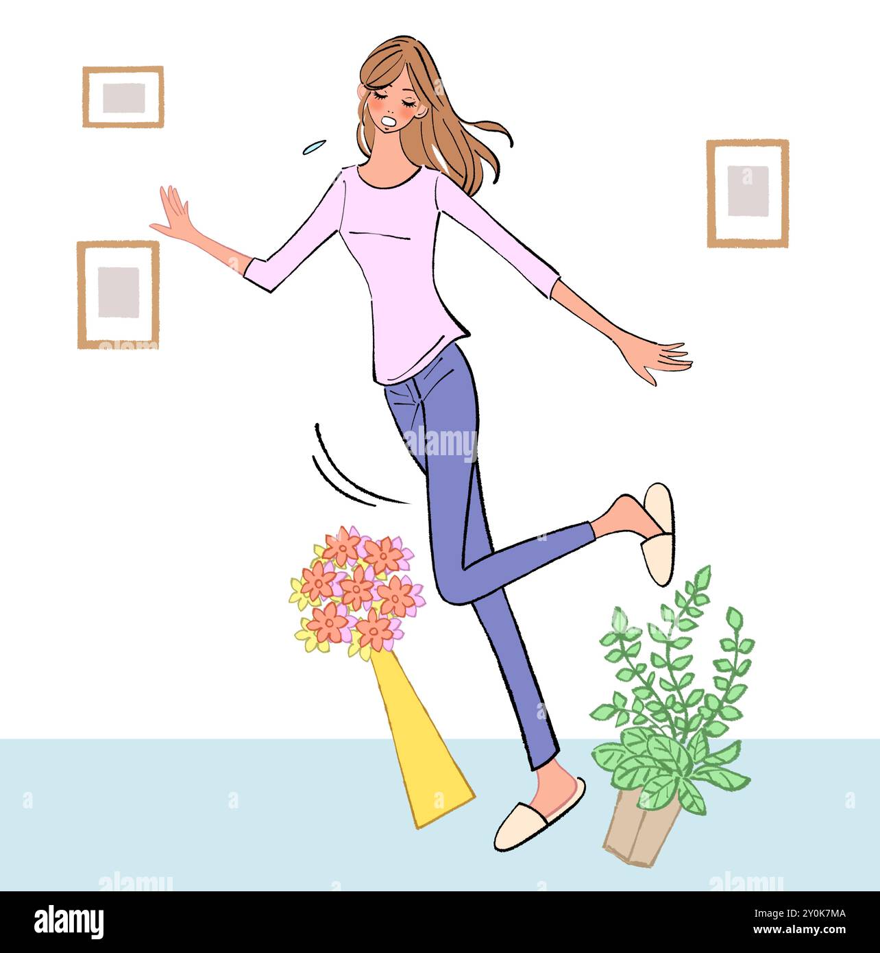 The girl who staggers and stumbles over a thing underfoot Stock Photo ...