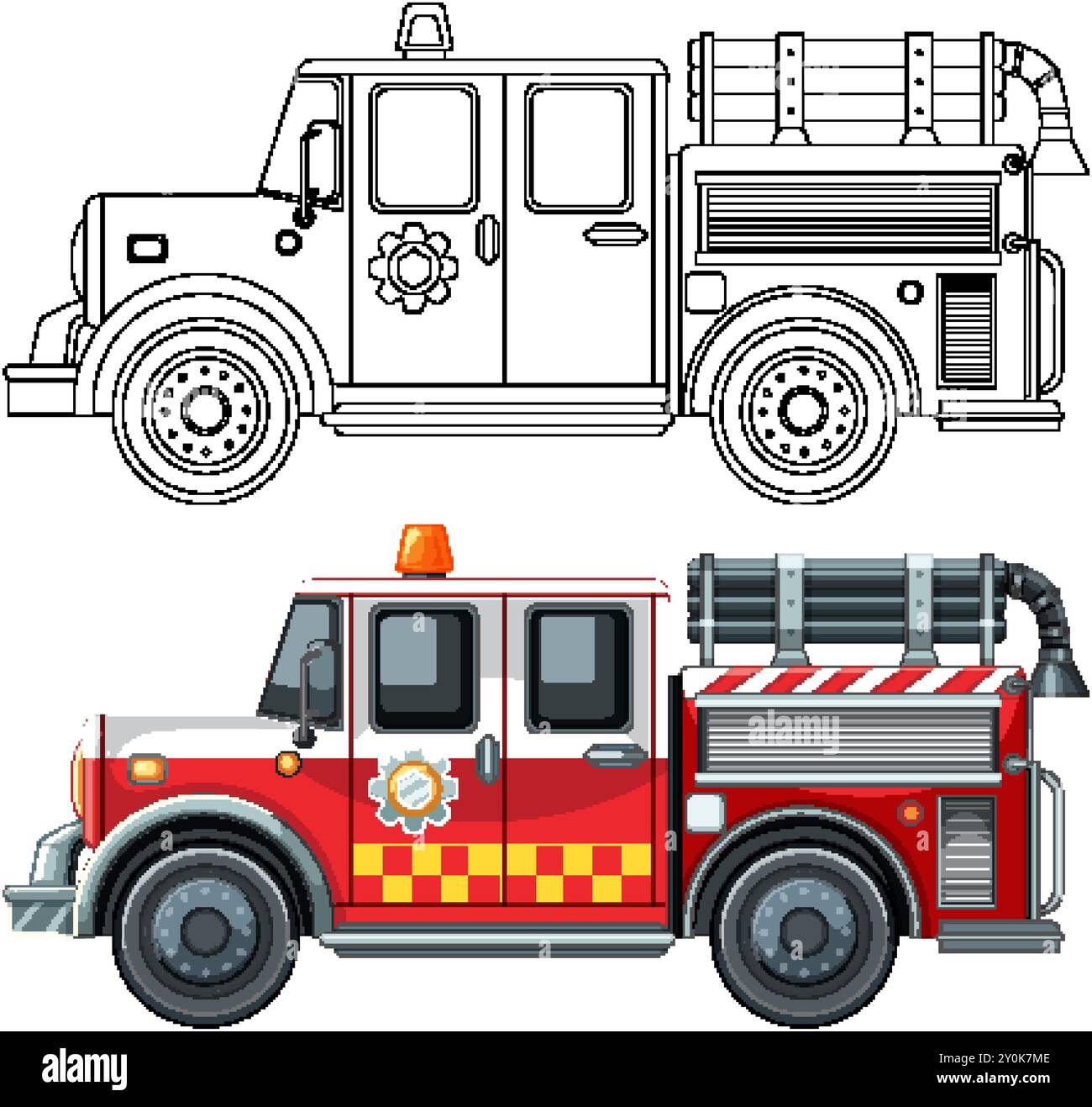 Colorful and outlined fire truck vector image Stock Vector Image & Art ...