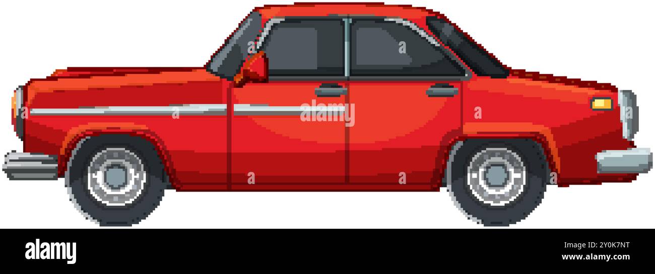 Vintage red car vector side view Stock Vector Image & Art - Alamy