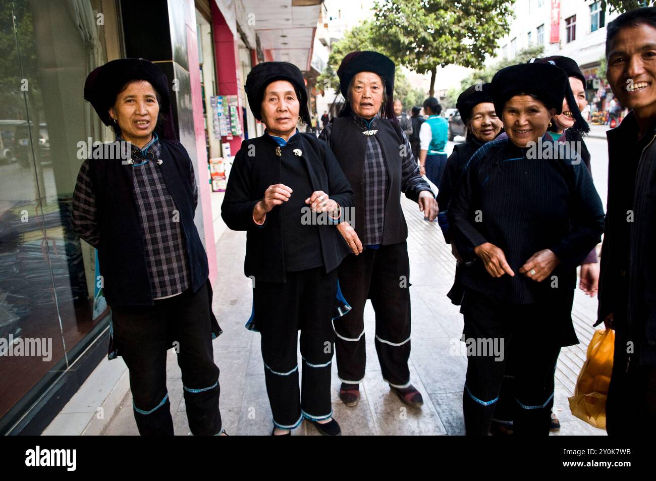 Hani ( Akha ) women in the streets of Laochen, Yunnan province, China ...