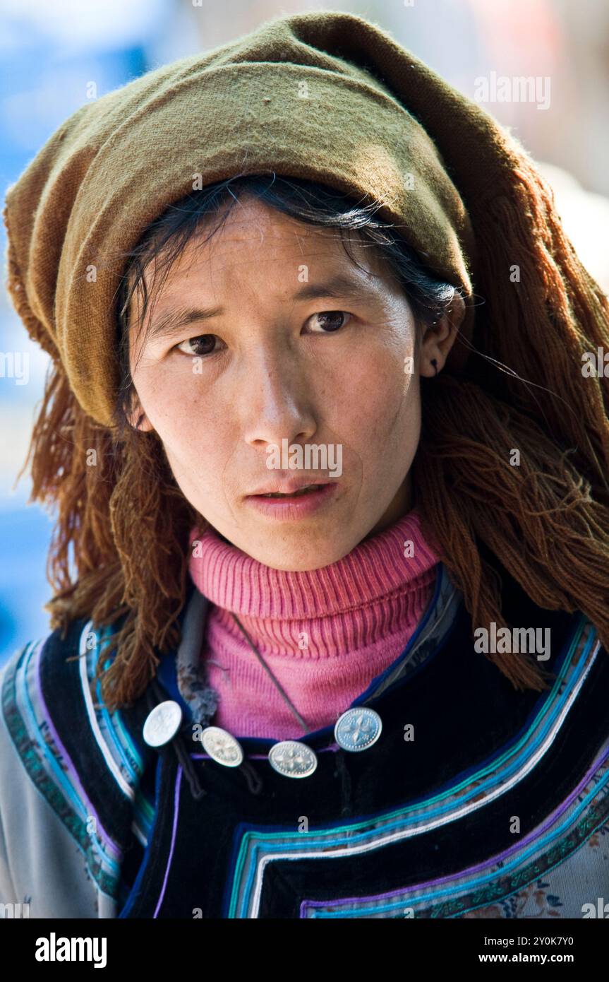Portrait of an Akha / Hani woman taken in South Yunnan province, China ...