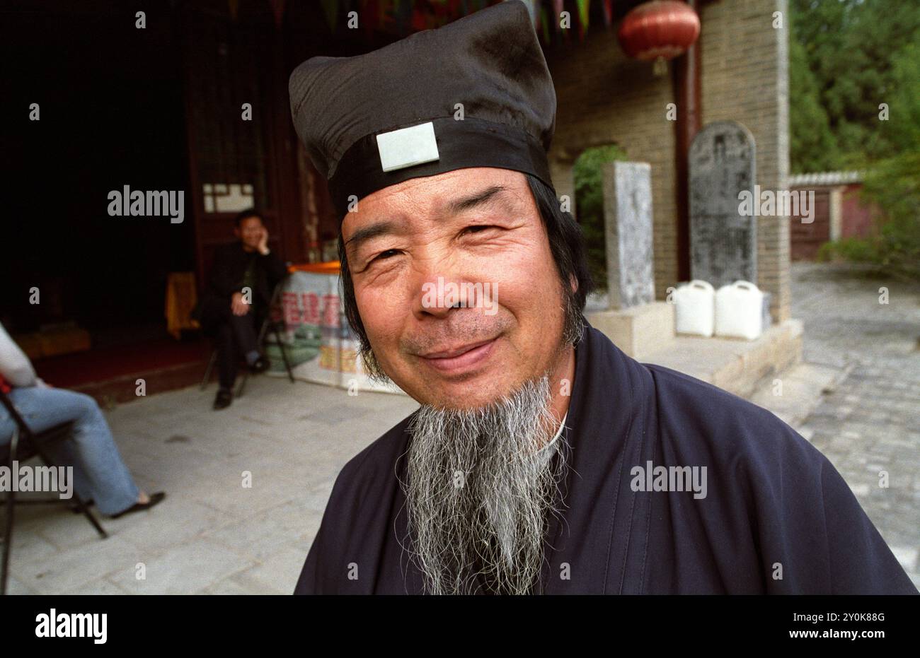 Portrait of a Taoist priest in a Taoist temple in Shanxi province ...