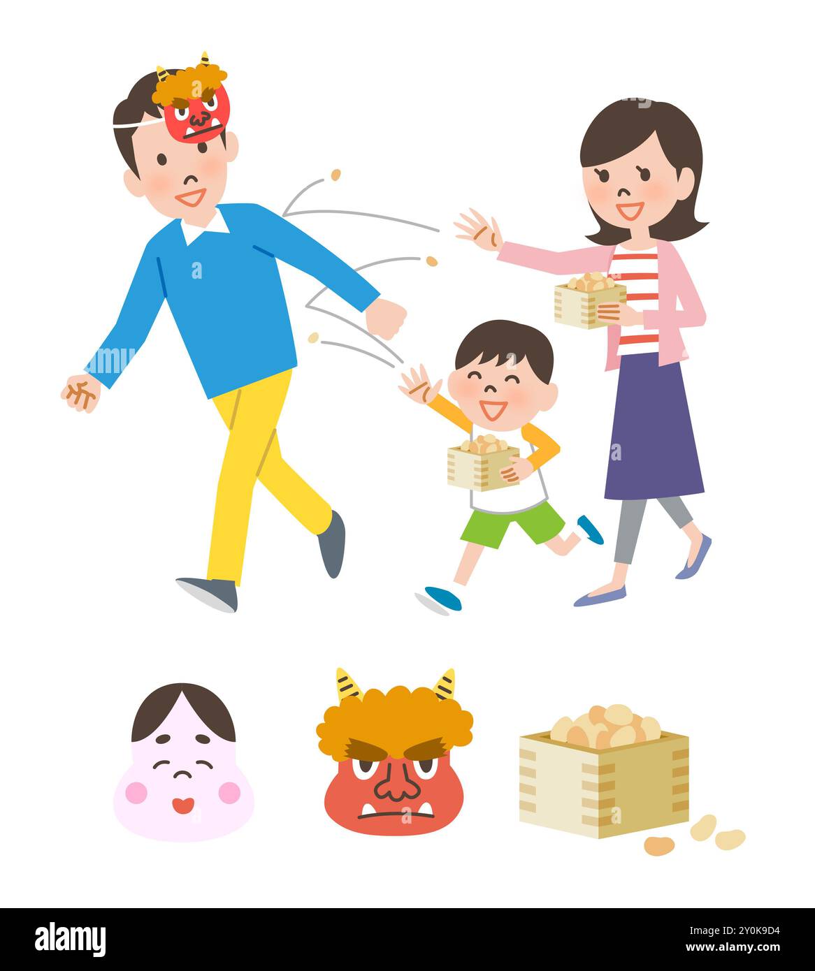 Parents and children preparing for setsubun, setsubun icon Stock Photo ...