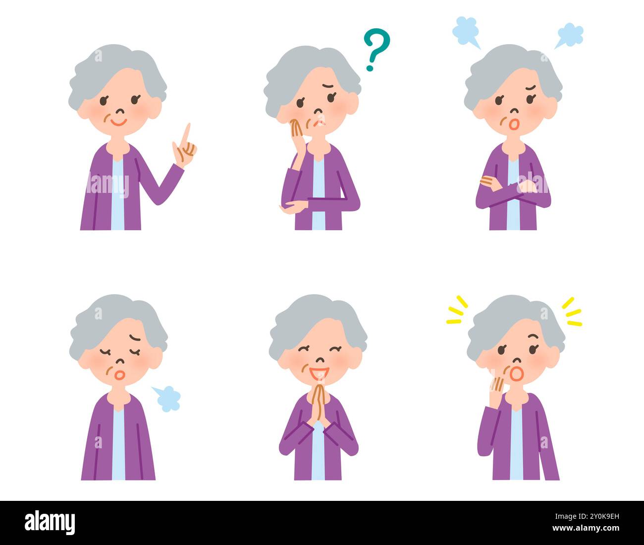 Six expression patterns of an elderly women Stock Photo - Alamy