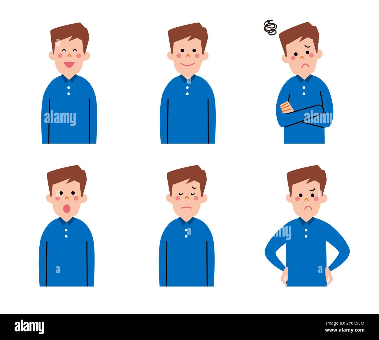 Six expression patterns of a man Stock Photo - Alamy