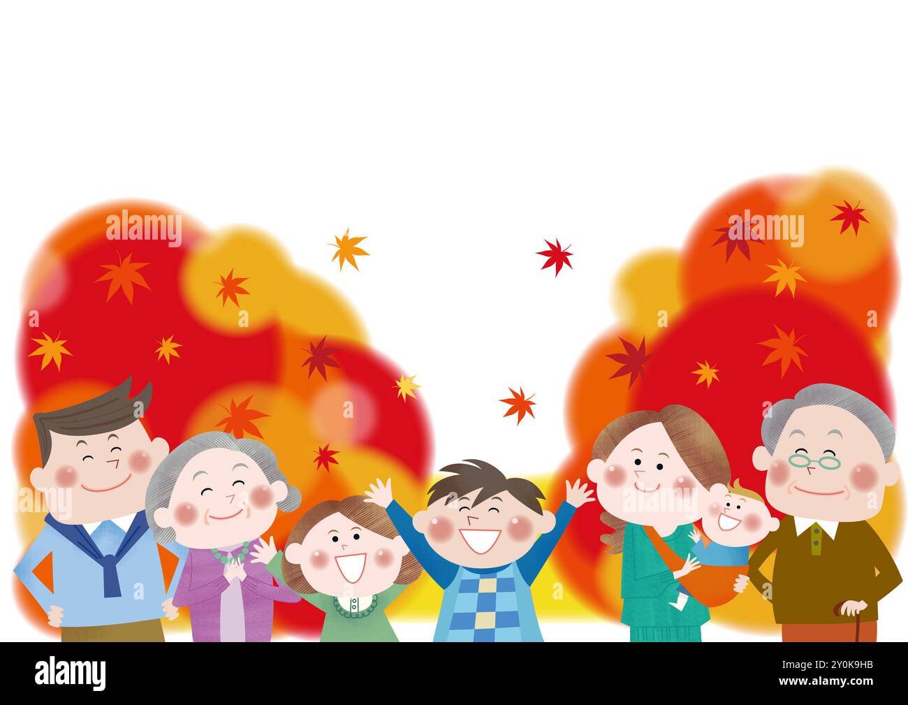 Three generations of a family enjoying autumn foliage Stock Photo - Alamy