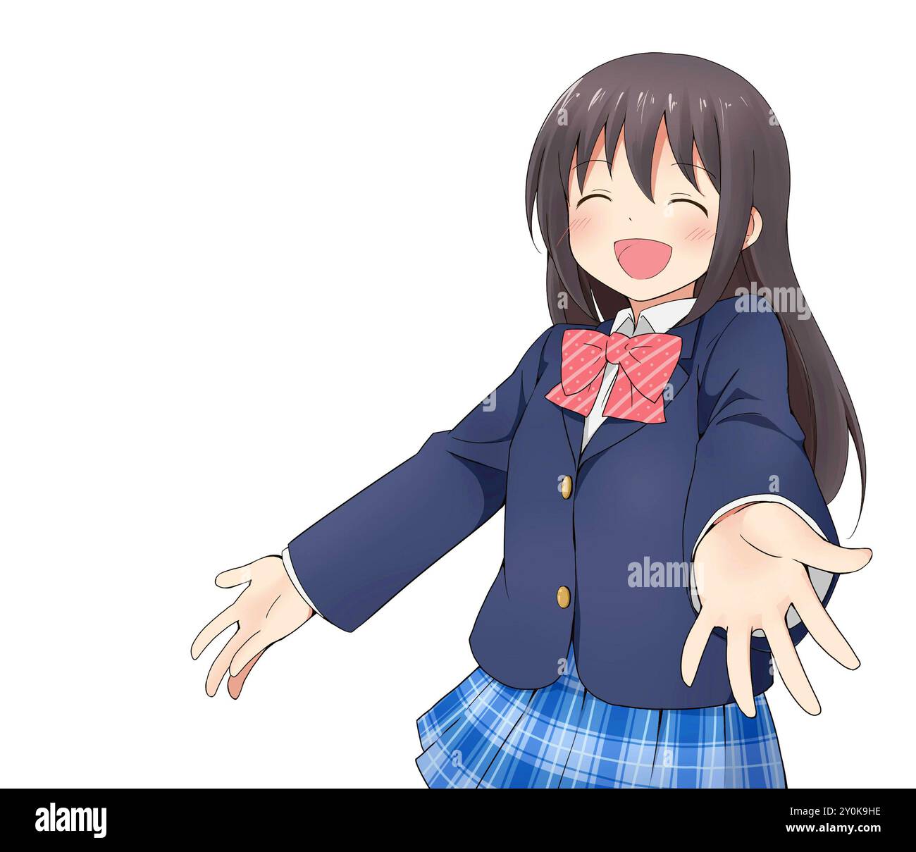 Student girls with her arms open, white background Stock Photo - Alamy
