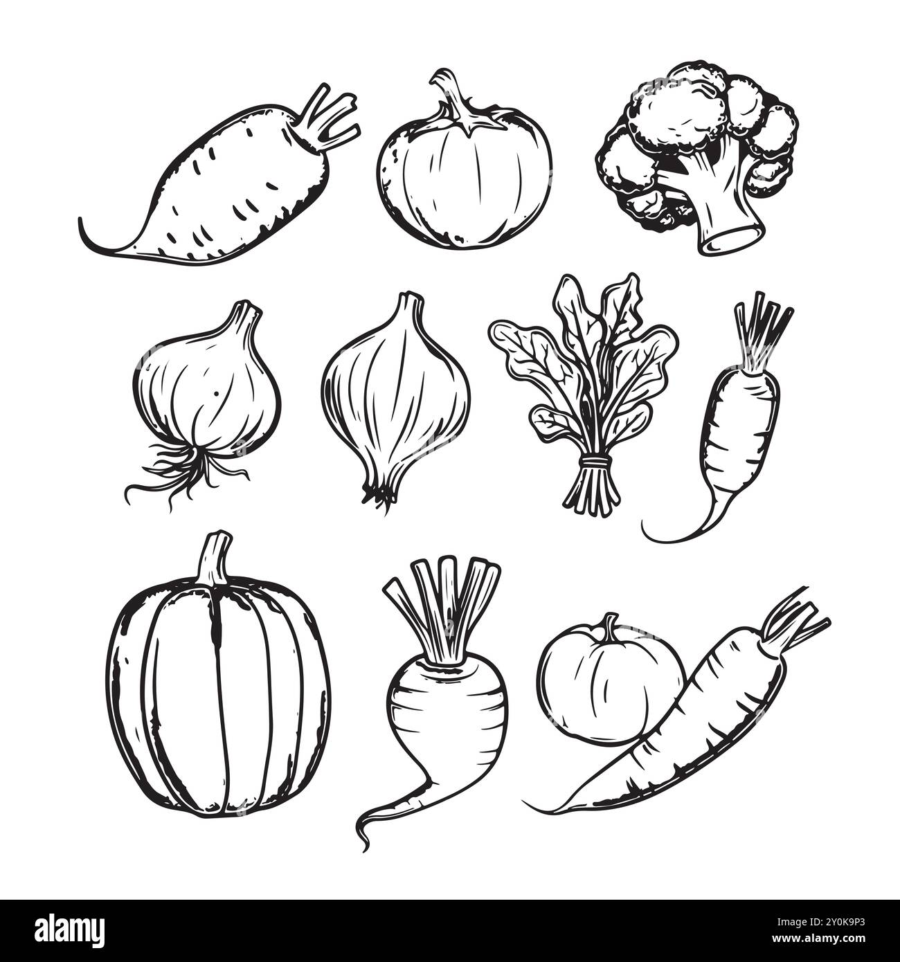 Vegetable pattern set, doodle Organic doodle food vegetarian concept ...