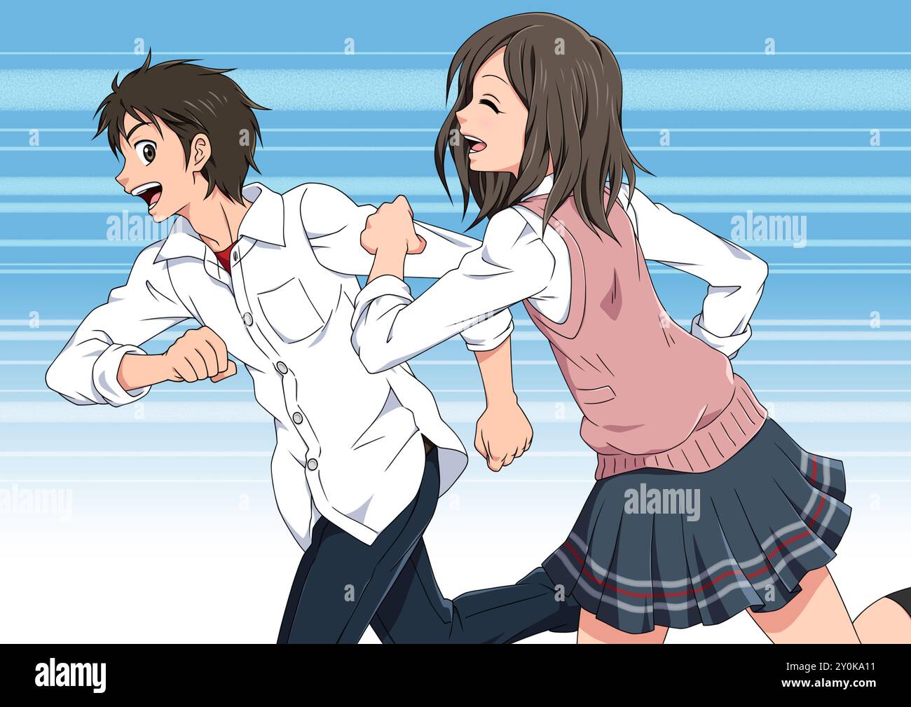 Male and female students running Stock Photo - Alamy