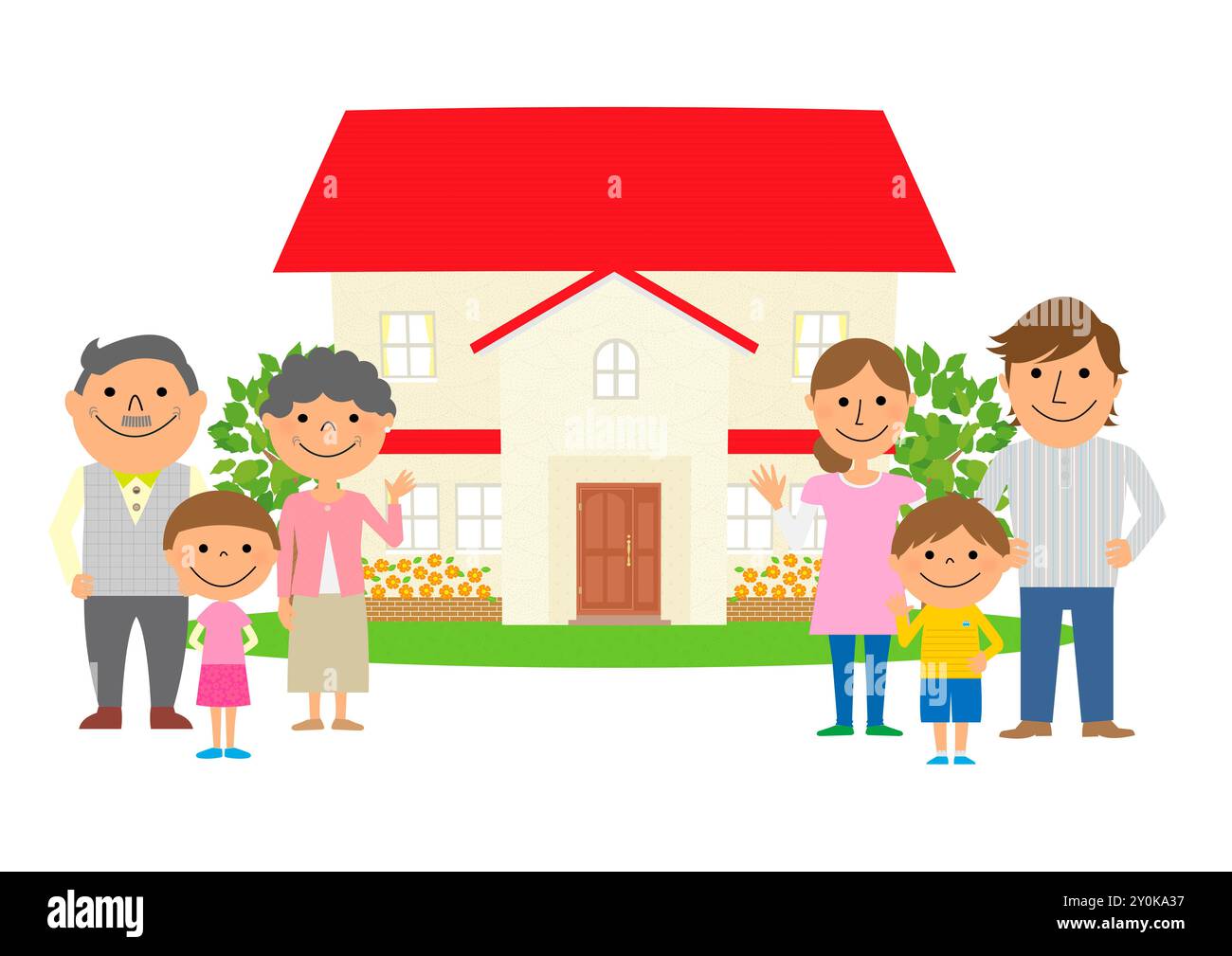 House and three generation family Stock Photo - Alamy