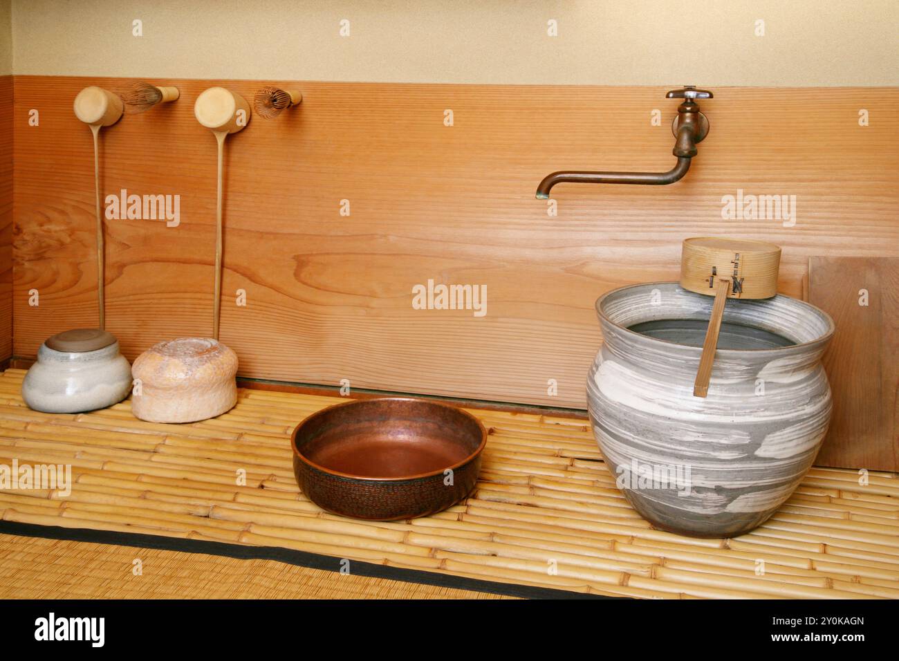Tools for Japanese tea ceremony that were placed in the preparation ...