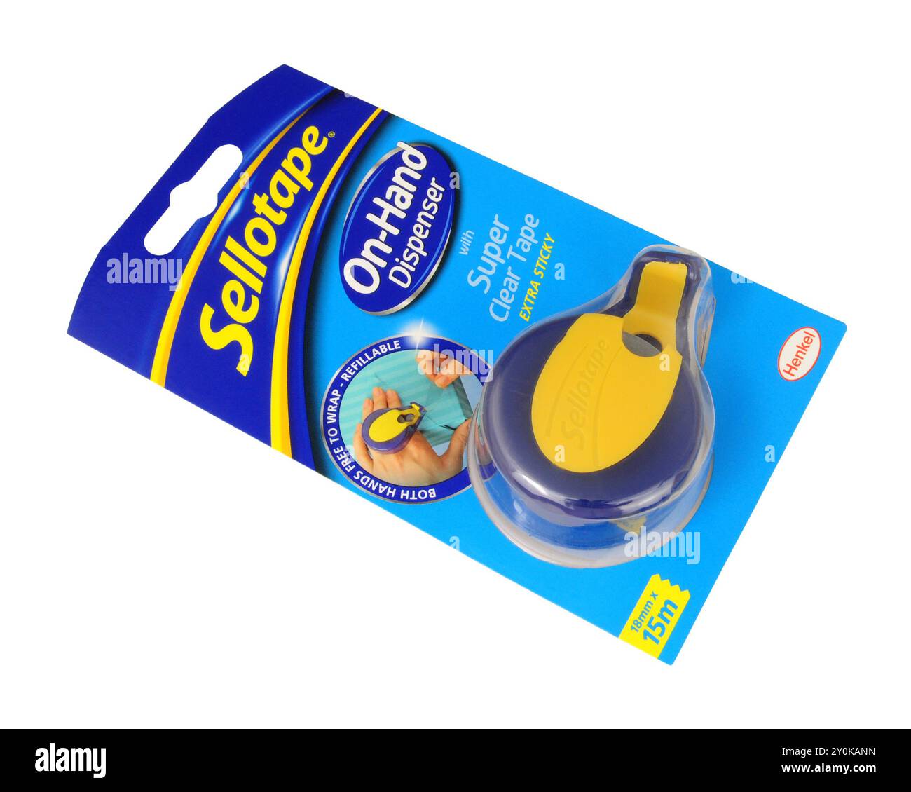 Sellotape on hand dispenser with extra sticky super clear tape Stock ...