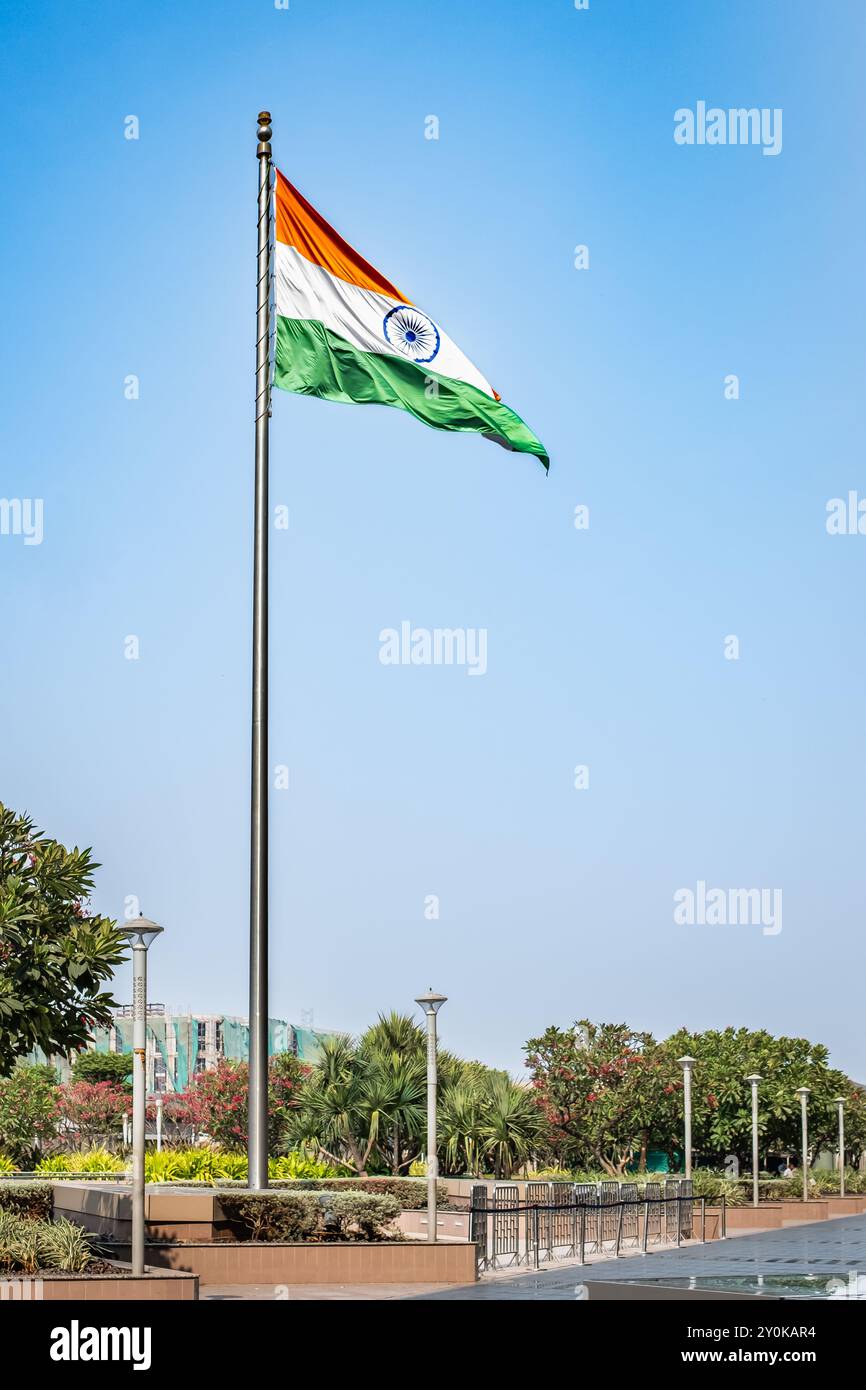 The National Flag of India tricolor of deep saffron, white and green ...
