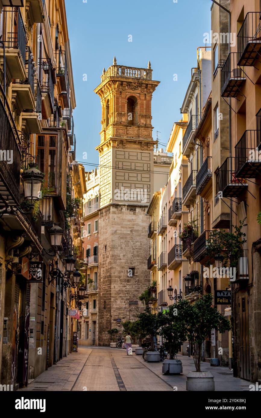 Narrow cobblestone street near Placa de la Mare de Deu (Plaza de la ...