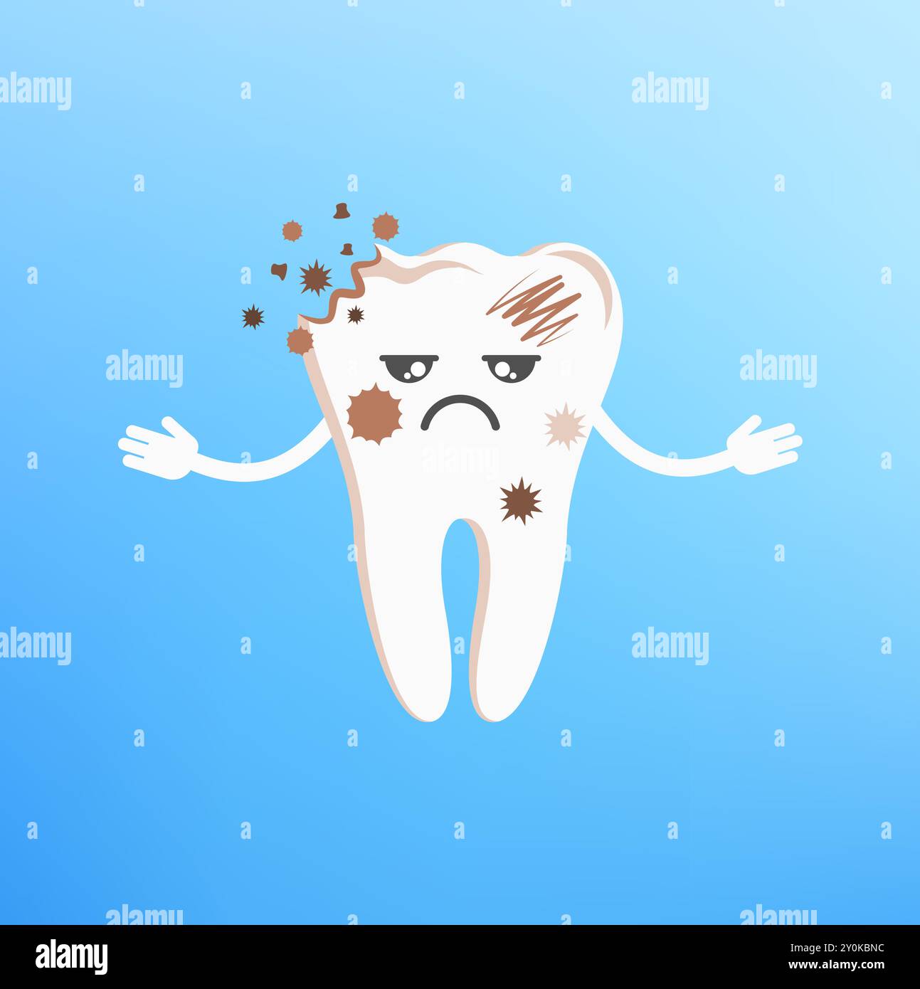 Dirty broken tooth is unhappy and sad. Dental health Stock Vector Image ...