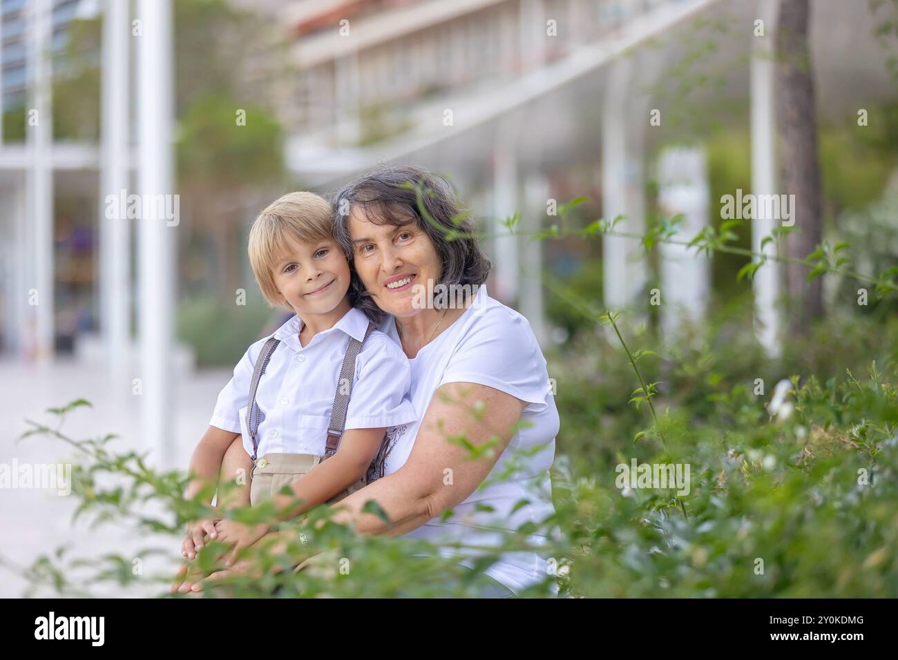 Beautiful fashion little boy, child in suit and tie, visiting Monaco ...