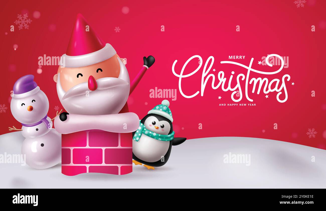Merry christmas characters vector banner design. Christmas greeting ...