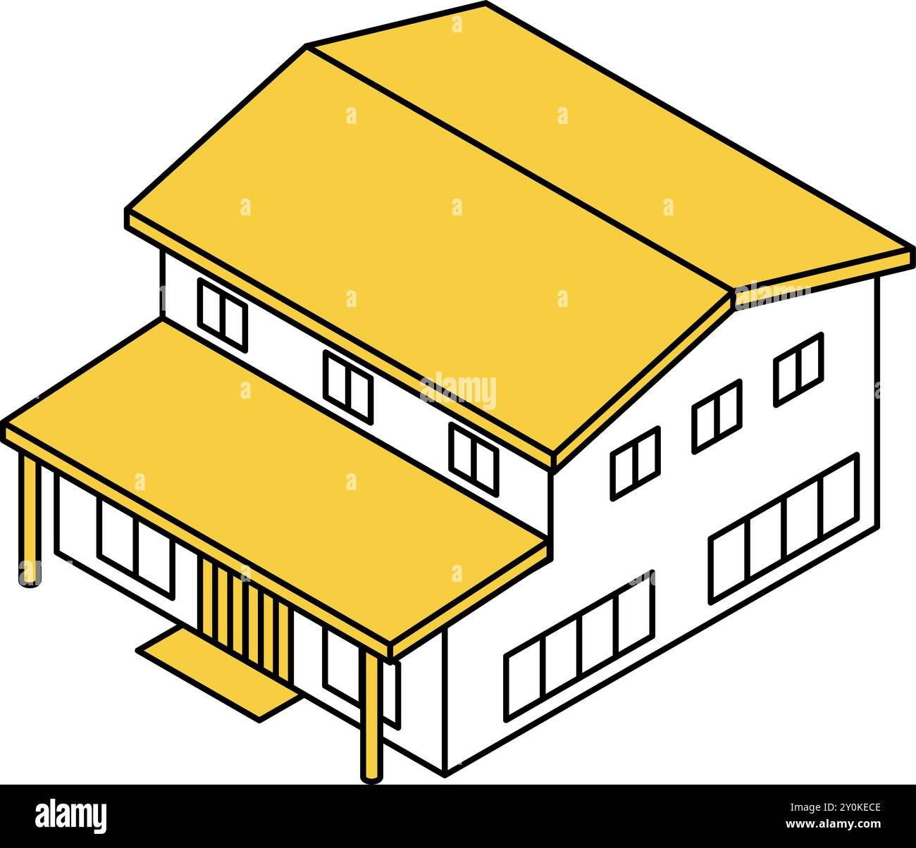 Isolated house, Isometric illustration with simple line drawings ...