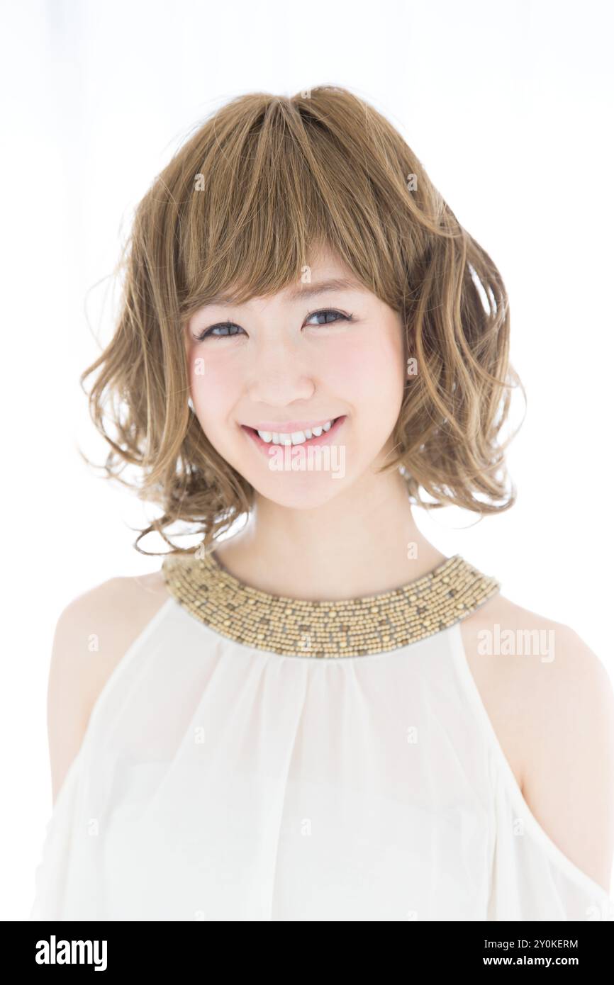 Woman in bob cut hair style Stock Photo - Alamy