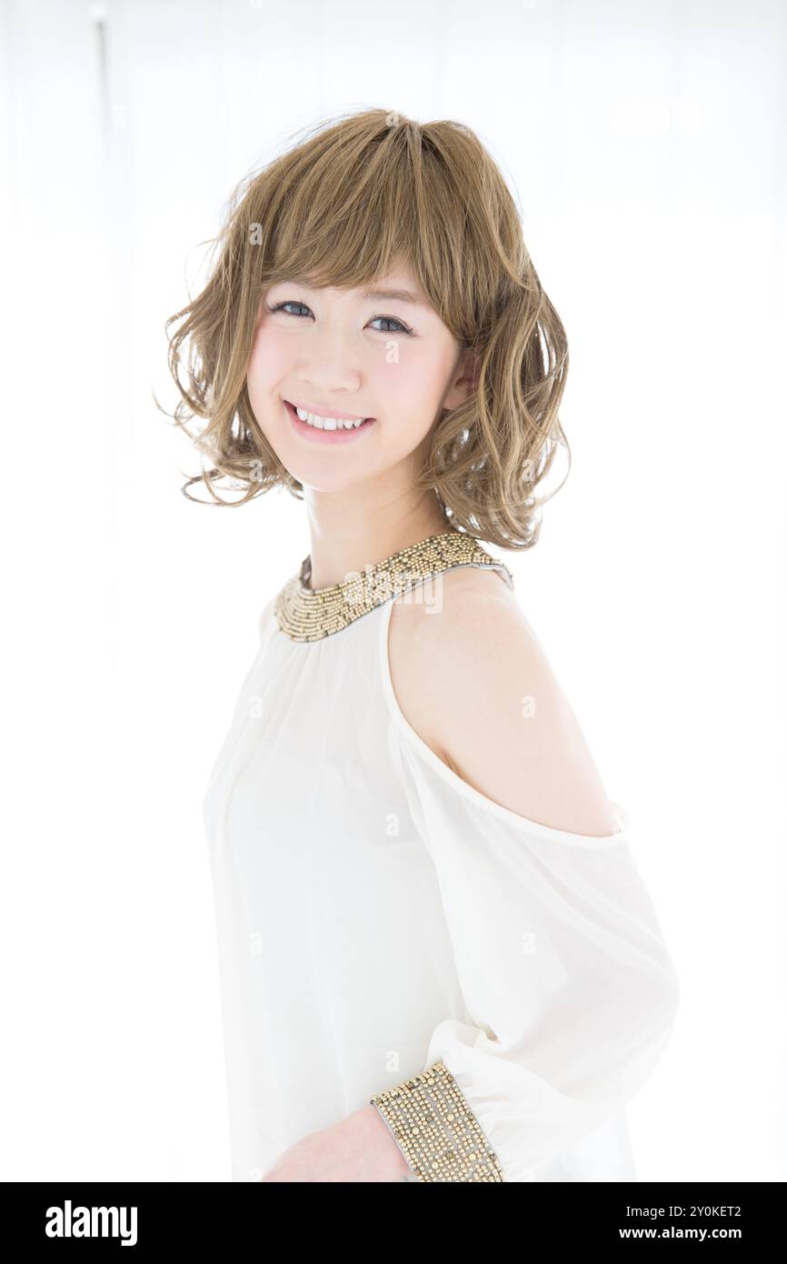 Woman in bob cut hair style Stock Photo - Alamy