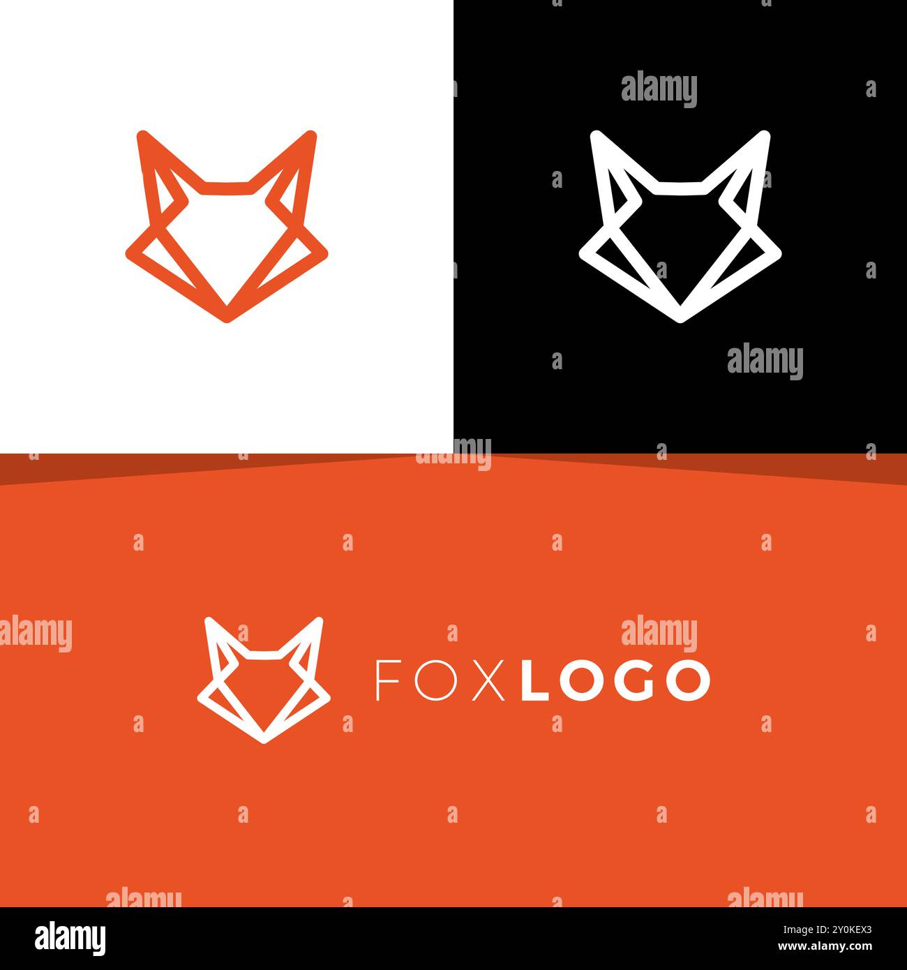 Fox Line Logo Design. Fox Head Vector Illustration Stock Vector Image ...