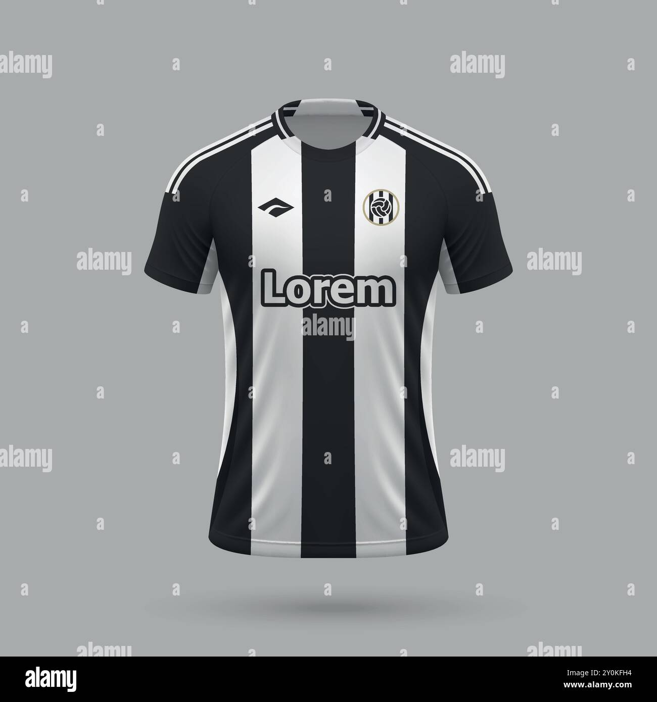 3d realistic soccer jersey in Newcastle style, football shirt template ...