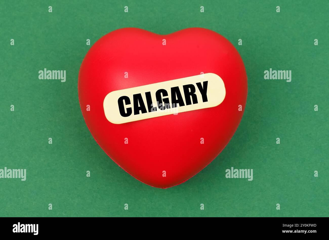 A bright red heart prominently features the name of Calgary ...