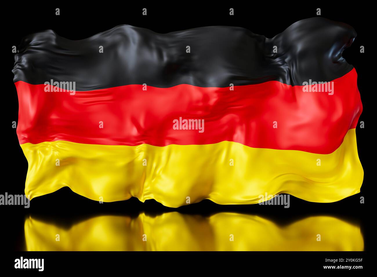 Majestic and vibrant depiction of the German flag, rippling with glossy ...