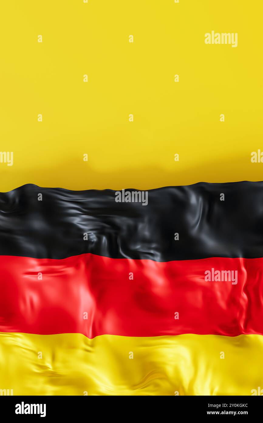 A vivid and flowing representation of the German flag, featuring bold ...