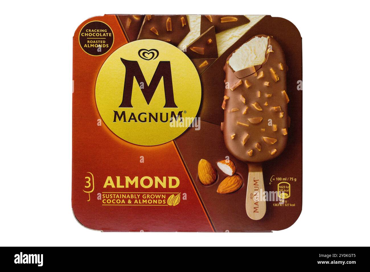 Box of Magnum Almond icecreams ice creams isolated on white background ...