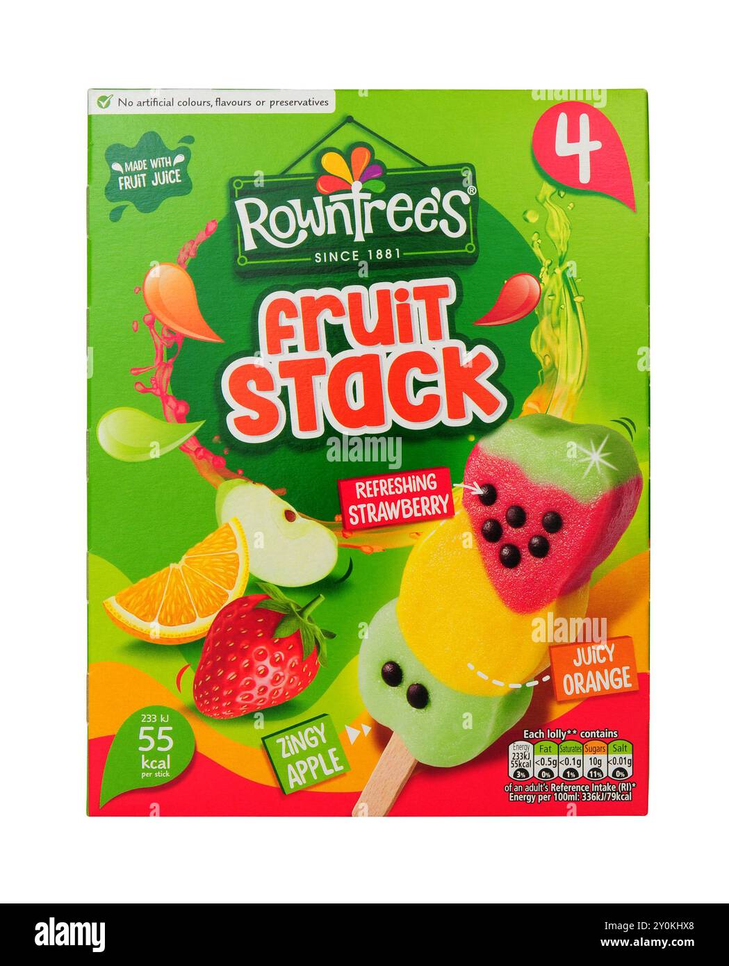 Rowntrees fruit stack lollies, apple, orange and strawberry fruit juice ...